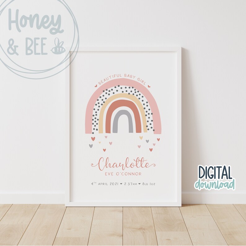 DIGITAL DOWNLOAD New Baby Print Birth Print Personalised - Etsy UK