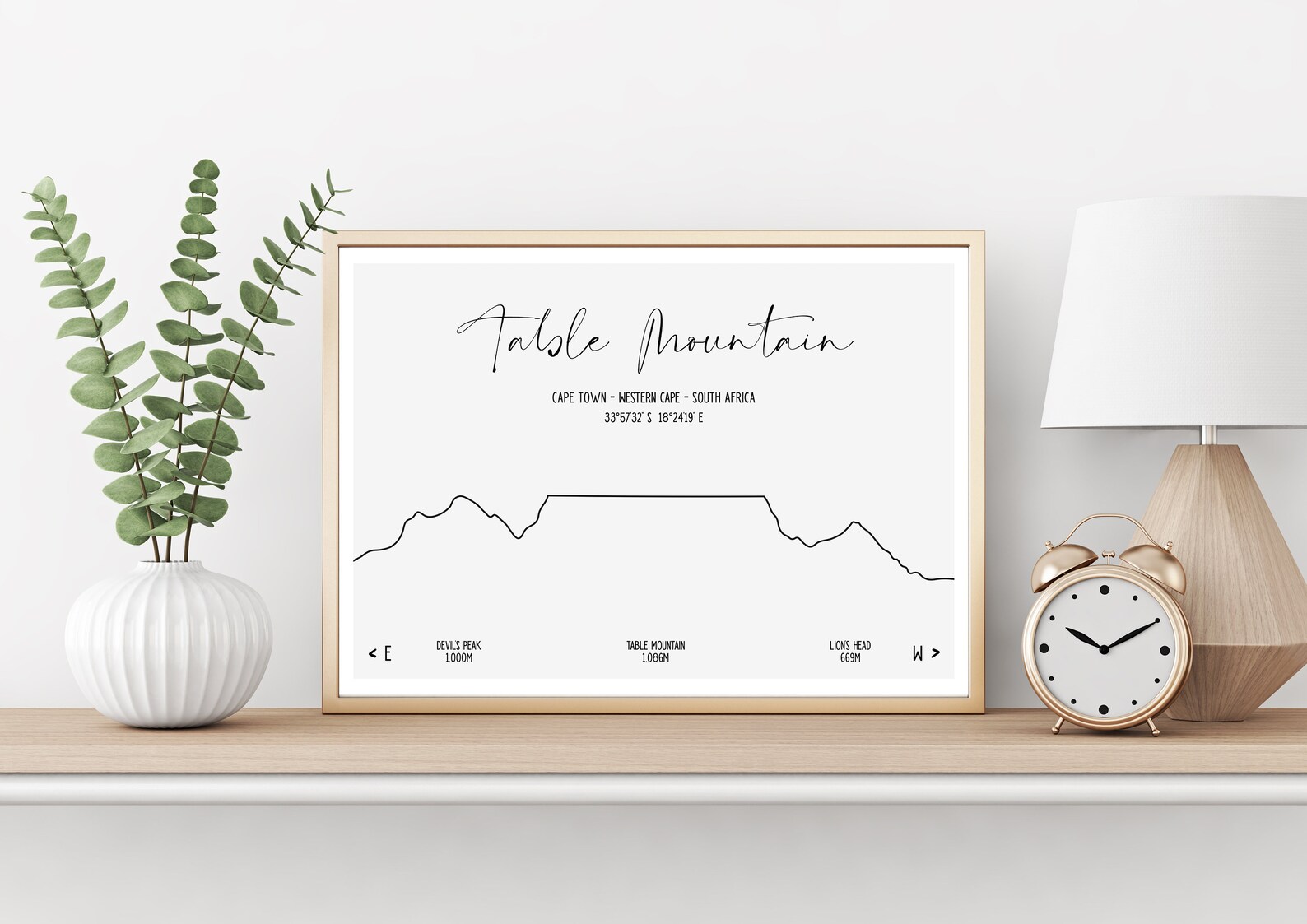 Table Mountain Print, Table Mountain Outline, Table Mountain Diagram ...