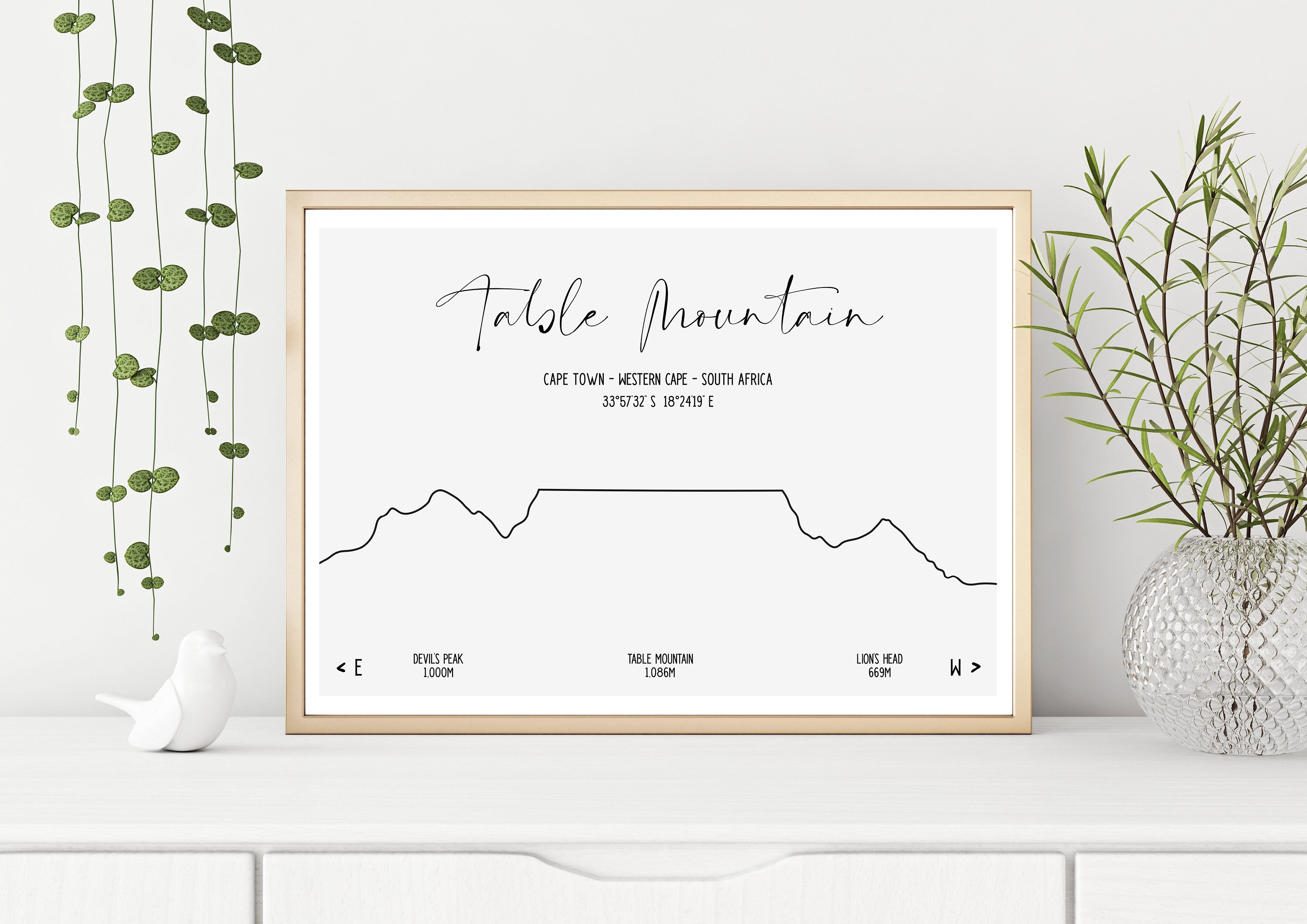 Table Mountain Print, Table Mountain Outline, Table Mountain Diagram ...