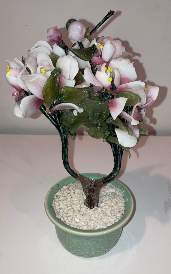 Bonsai Pink Glass Tree in Bonsai Bowl - Etsy