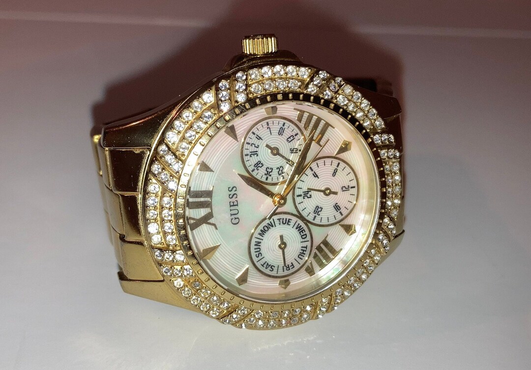 Guess Analog Gold Mother of Pearl Dial Women's Watch - Etsy