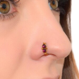316L Surgical Steel Ruby Nose Ring Hoop 20g / Nose Ring, Nose Earring ...