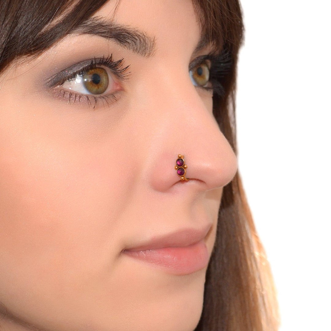 316L Surgical Steel Ruby Nose Ring Hoop 20g / Nose Ring, Nose Earring ...