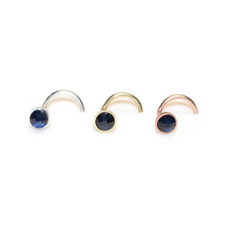 Gold Nose Stud With 3mm Sapphire 16g / Nose Hoop Tragus Stud - Etsy