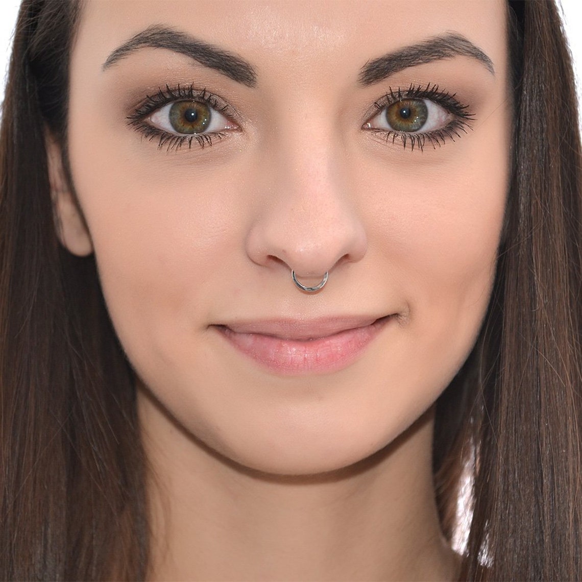 Hammered Silver Septum Ring 18g / Septum Piercing Nose Ring / - Etsy