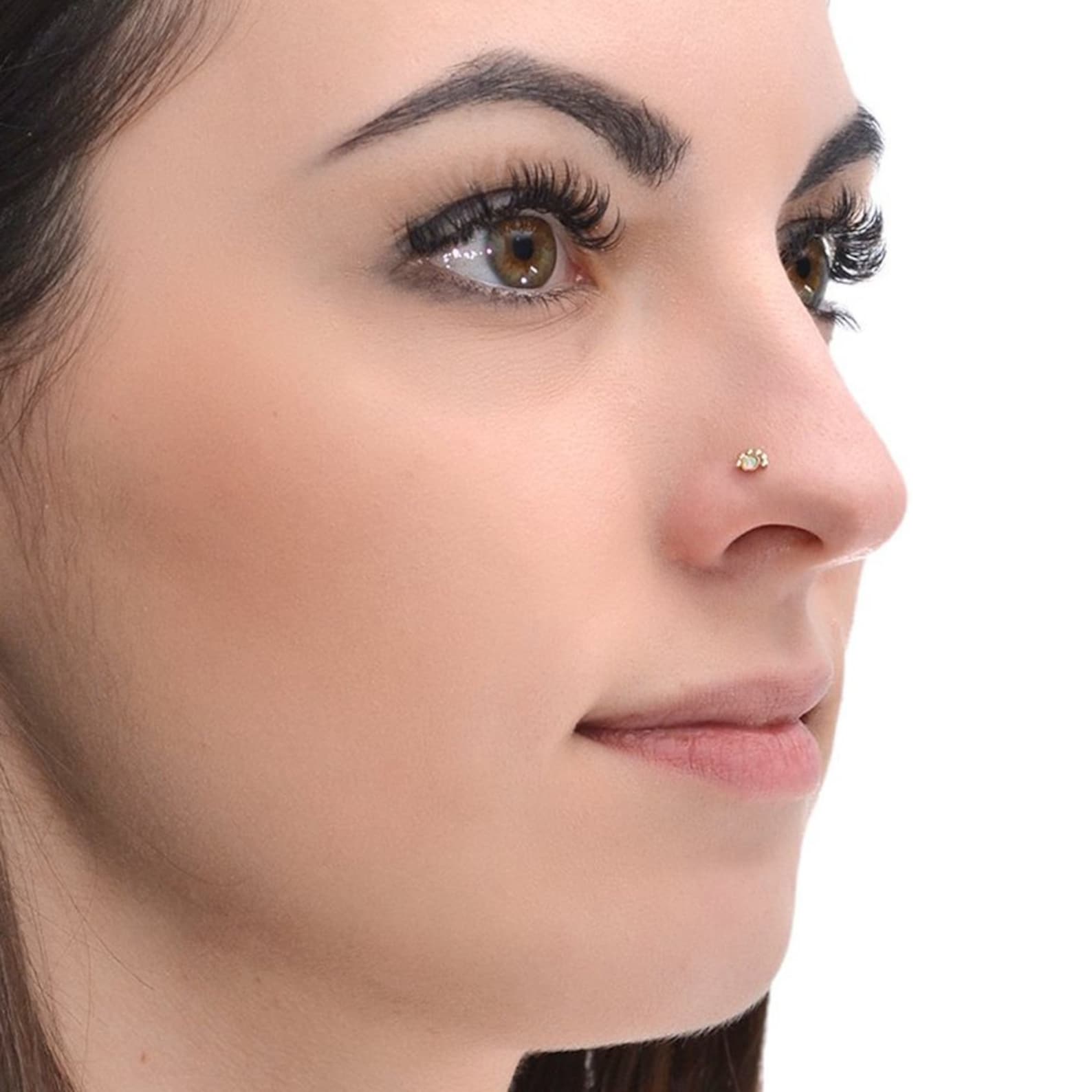 Gold Nose Stud With 2mm Opal 20g / Nose Hoop Tragus Stud | Etsy