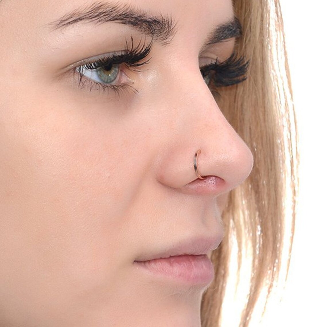 Square Gold Nose Ring Hoop 24g / Forward Helix Earring Tragus - Etsy