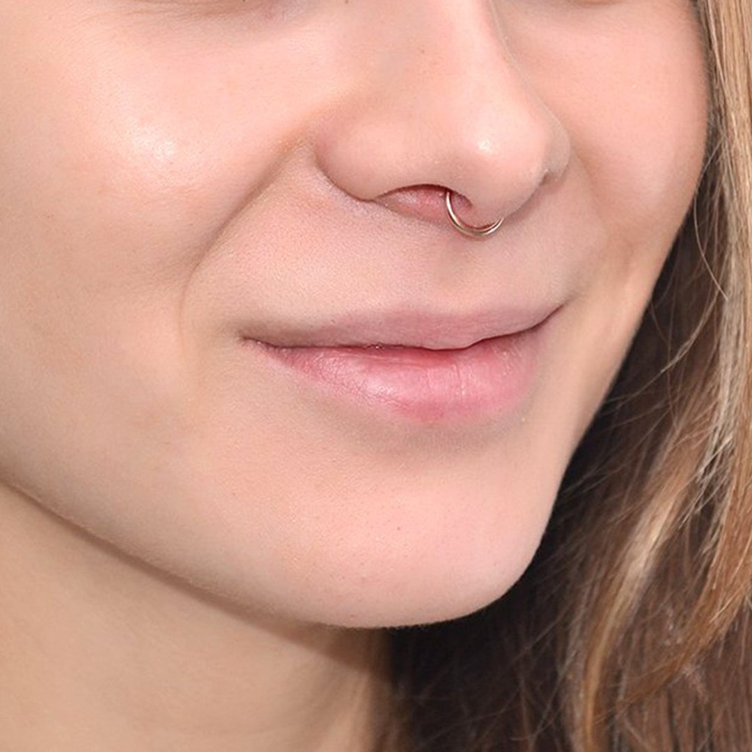 Gold Septum Ring 14g / Septum Piercing Nose Ring / Nose - Etsy