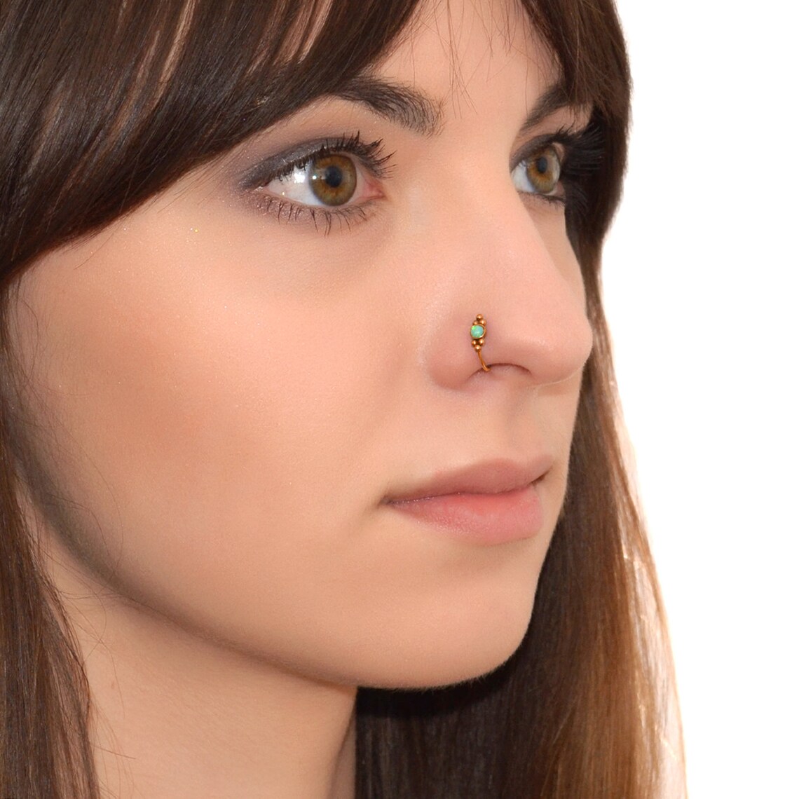 Surgical Steel Nose Ring With Opal 22g / Nose Earring Nose | Etsy
