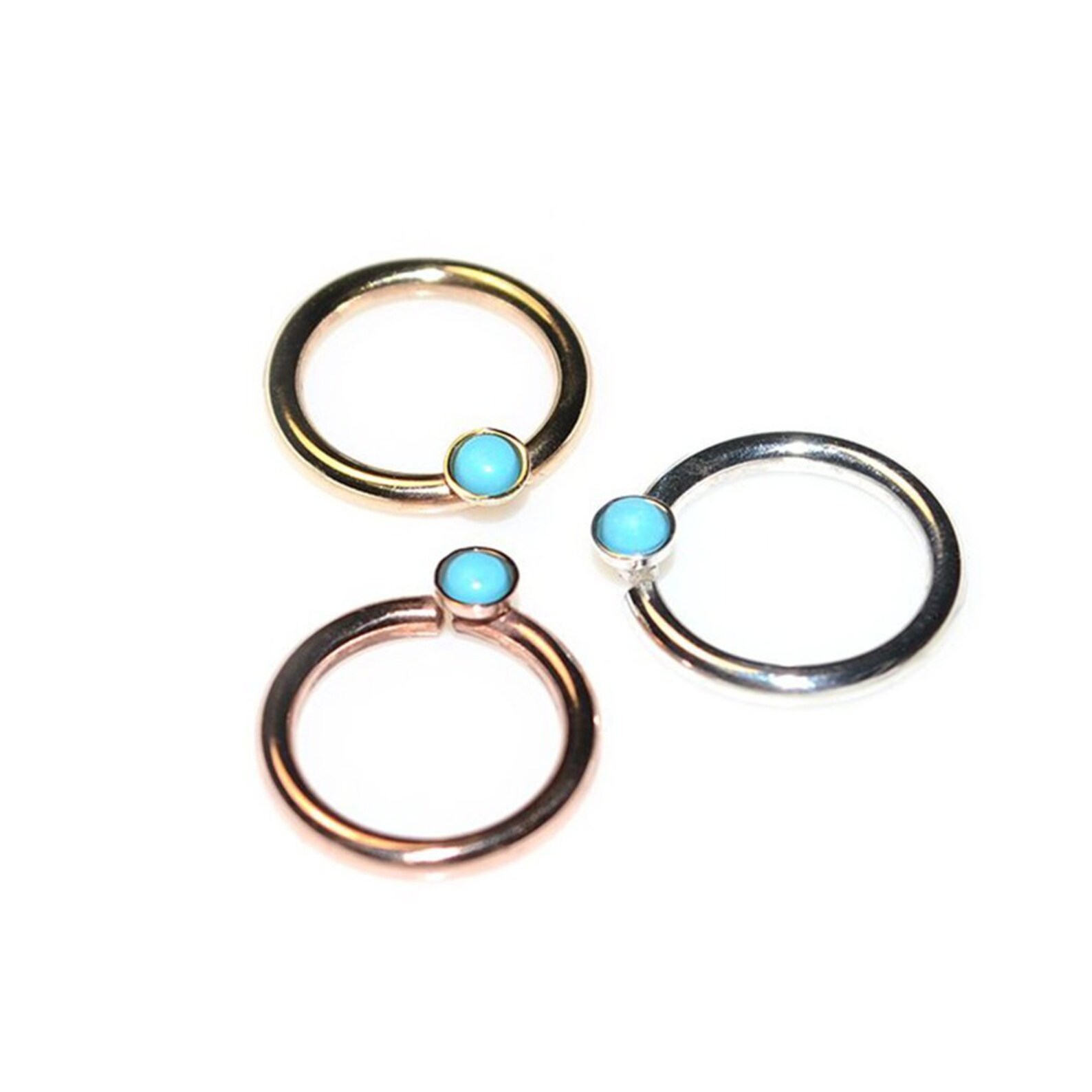 Silver Septum Ring With 2mm Turquoise 18g / Septum Piercing - Etsy
