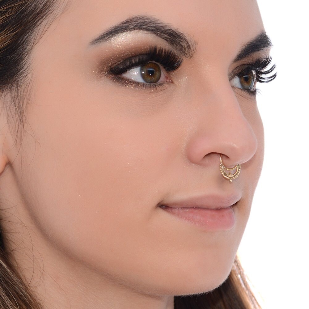 Gold Stammes Septum Ring 16g / Nippel Ring Nasenring Tribal | Etsy