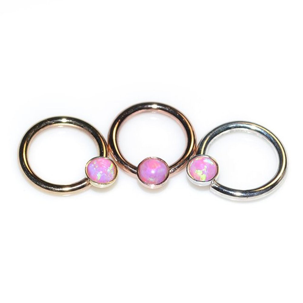 3mm rosa opal pezón anillo oro 14g / septum anillo joyería | Etsy