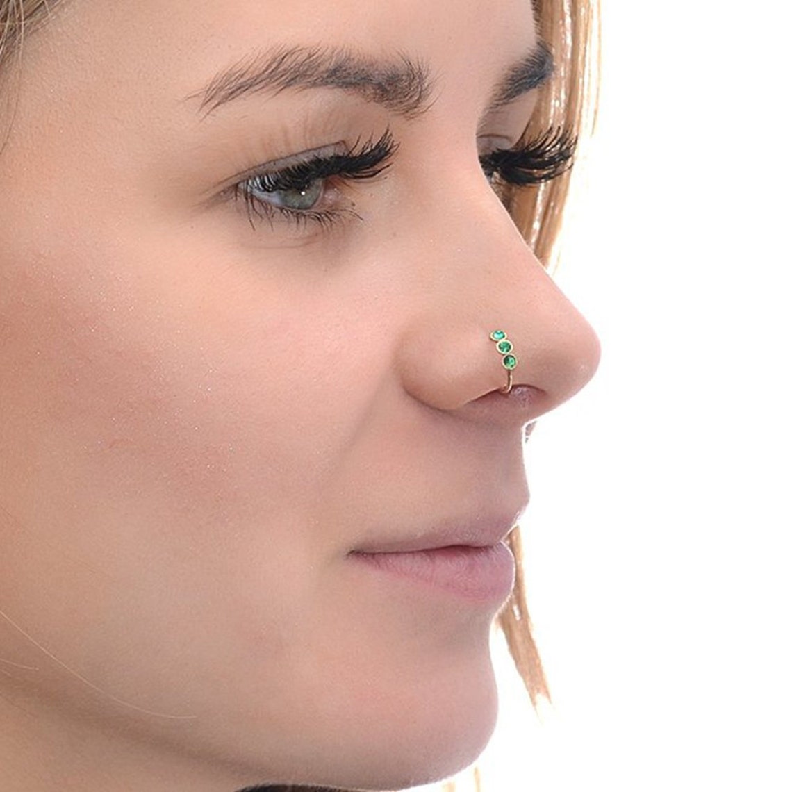 2mm Emerald Nose Ring Hoop Gold 20g / Nose Hoop Tragus Ring - Etsy