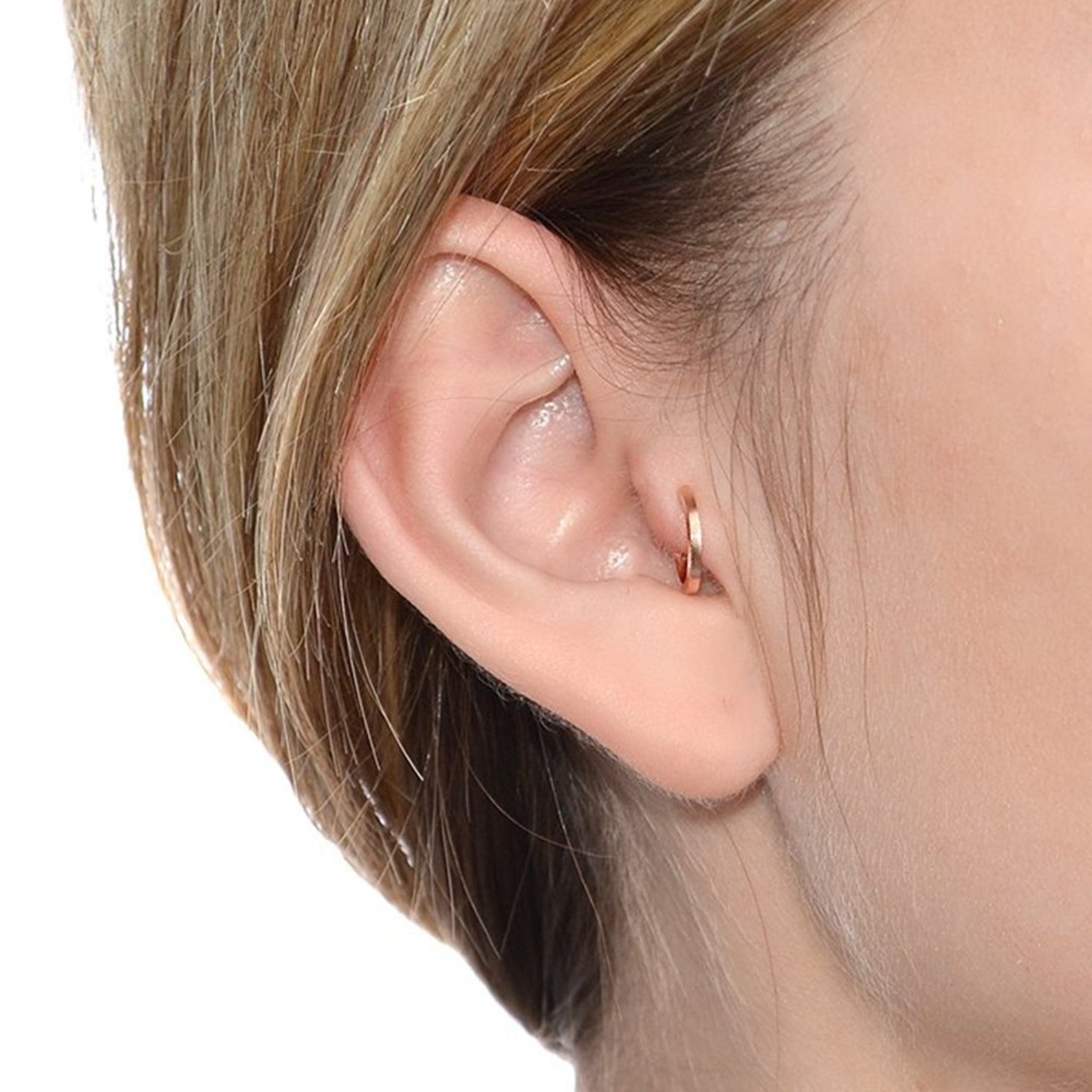 Square Gold Nose Ring Hoop 24g / Forward Helix Earring Tragus - Etsy