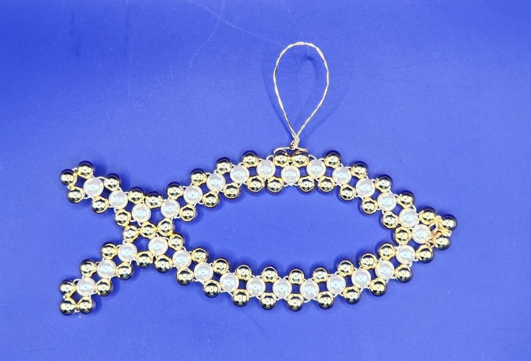 Beaded Chrismon Fish Ornament: Handmade Christian Symbol - Etsy