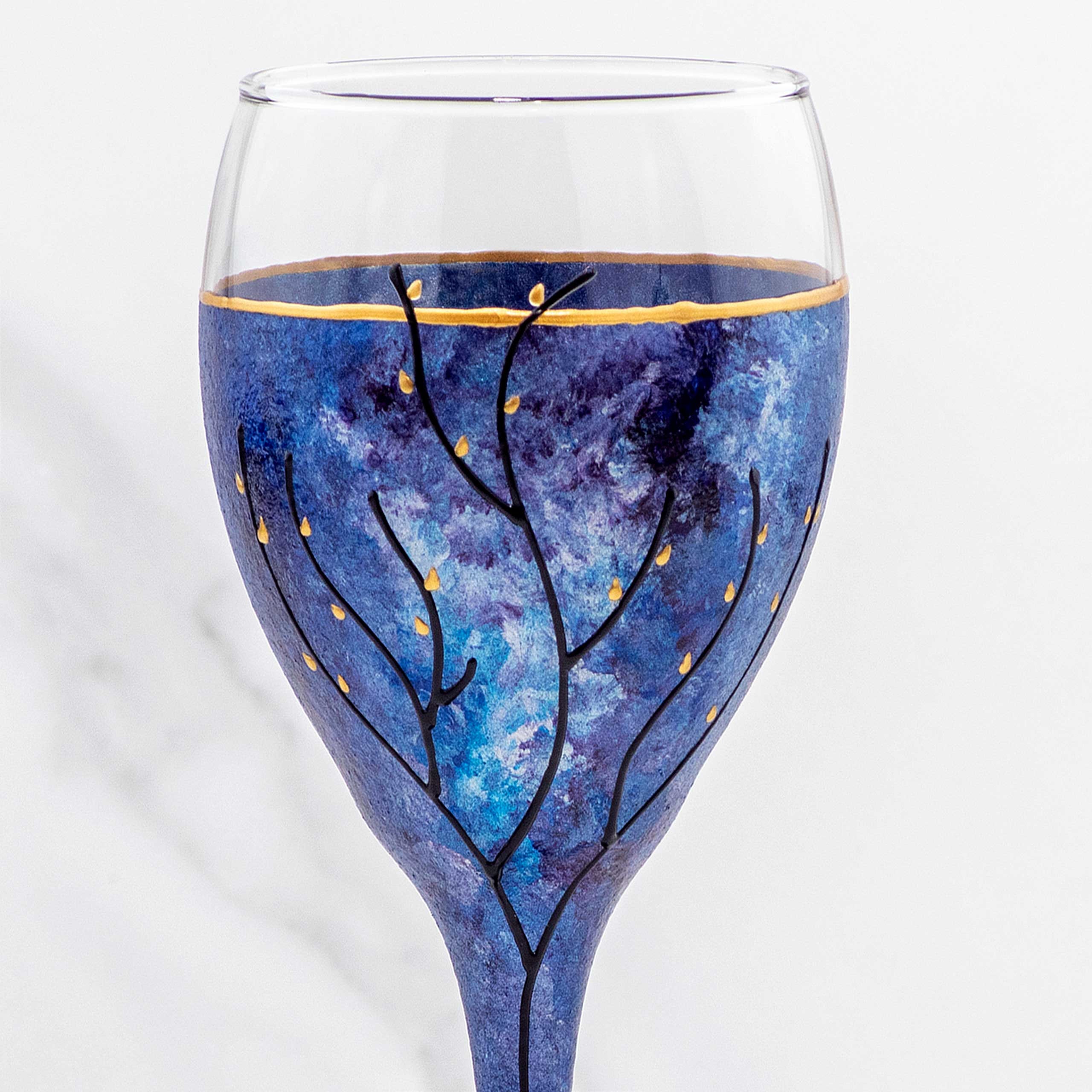 Hand Painted Kiddush Cup: Purple Blue Silver Tree of Life Wine Glass - Etsy