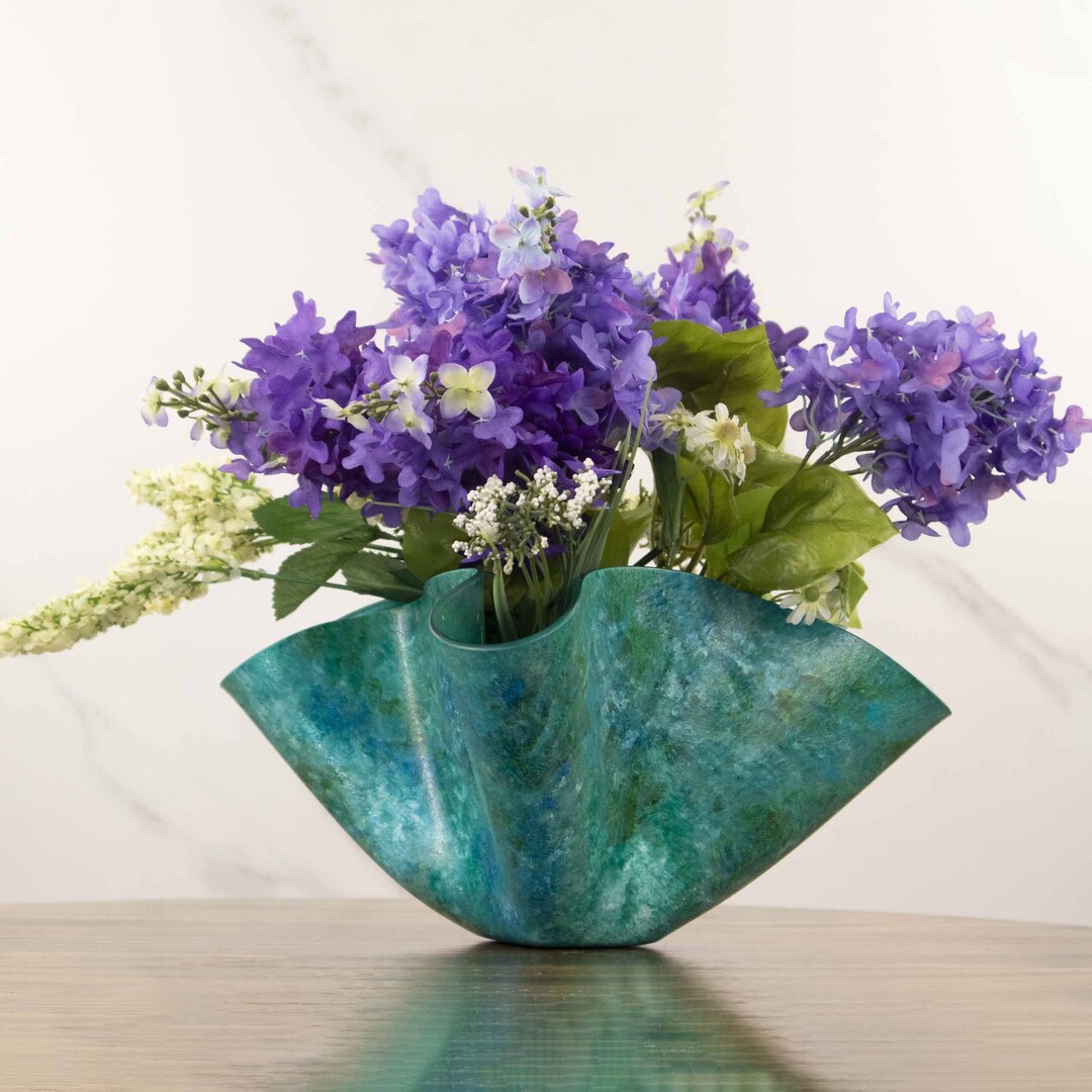 Handmade Emerald Green Glass Vase for Flowers Gift for Home, Mom ...