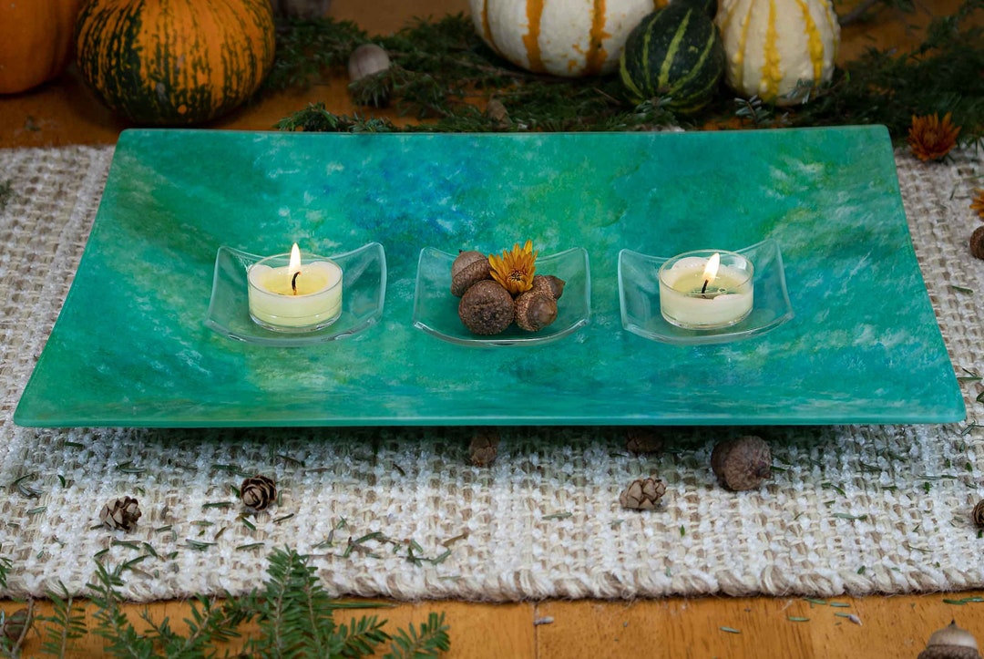 Handmade Extra Large Glass Centerpiece & Serving Platter in Array of ...