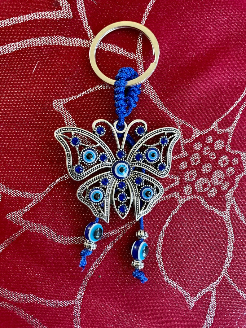 Butterfly Evil Eye Keychain Evil Eye Keychain Butterfly - Etsy