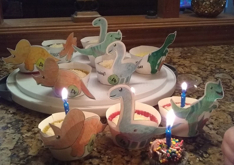 Dinosaur Theme Cupcake Wrappers Printable + Editable Template on Google ...