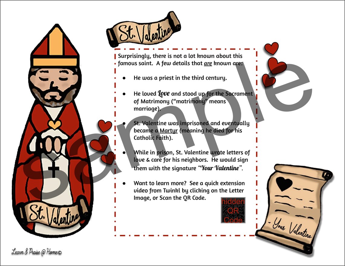 Printable Catholic Saint Valentine's Day Cards st. Valentine Fact Page ...