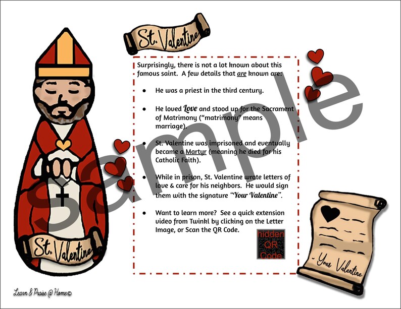 Printable Catholic Saint Valentine's Day Cards st. Valentine Fact Page ...