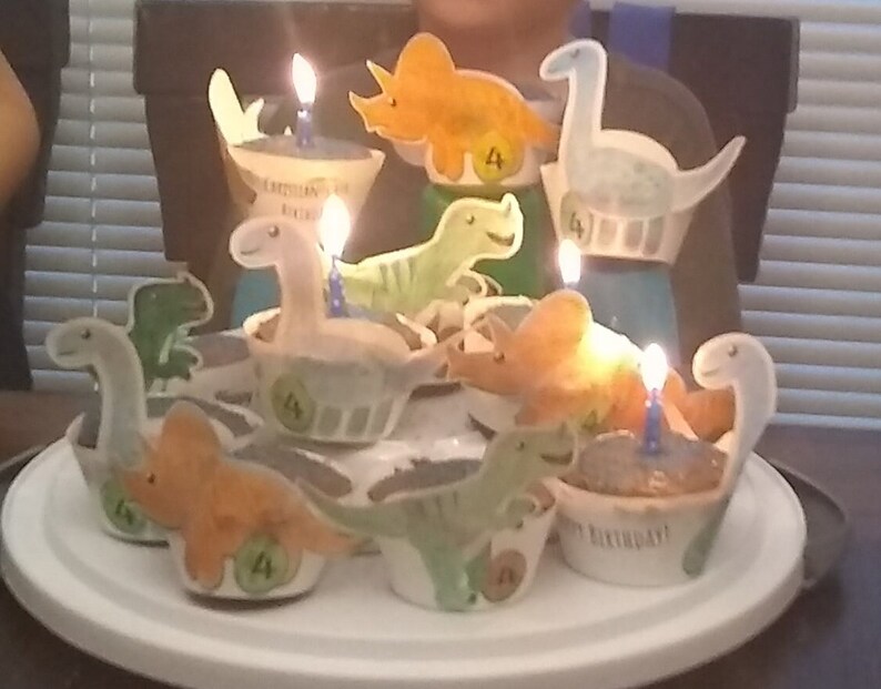 Dinosaur Theme Cupcake Wrappers Printable + Editable Template on Google ...