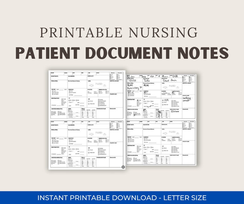 Printable Nursing Patient Document Notes - Etsy