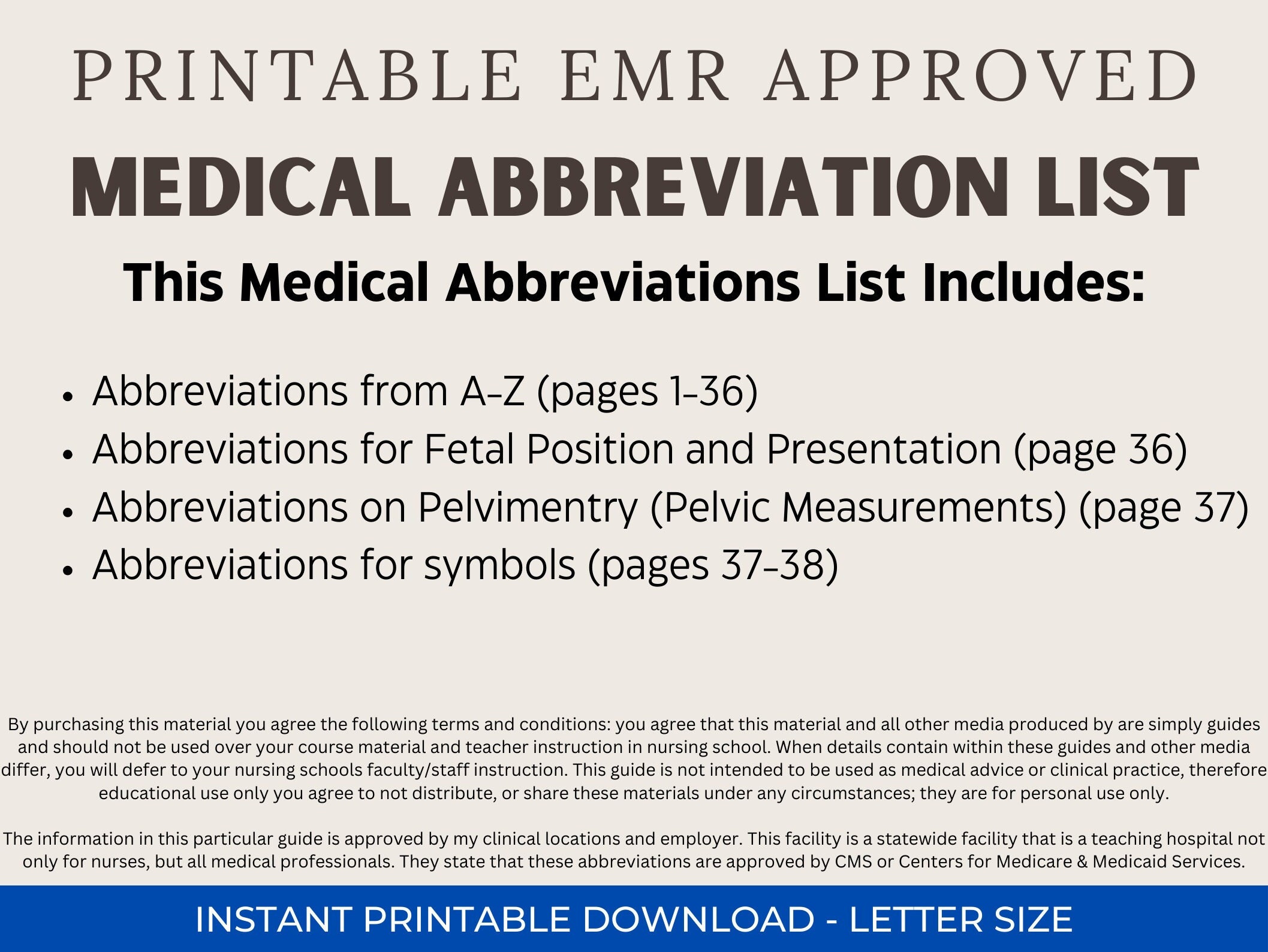 EMR Approved Medical Abbreviations - Etsy