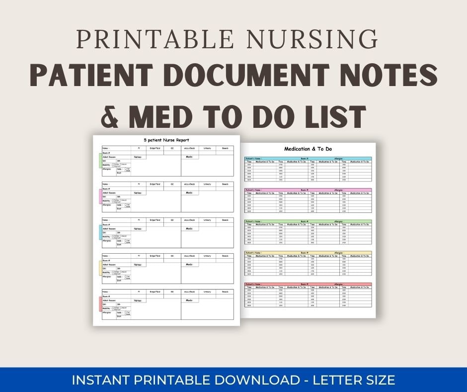 Printable Documentation Nursing Notes and Medication To-do List - Etsy