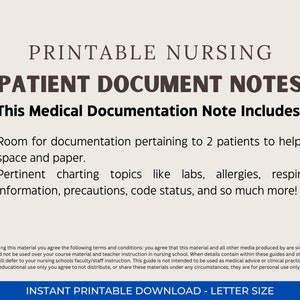 Printable Nursing Patient Document Notes - Etsy