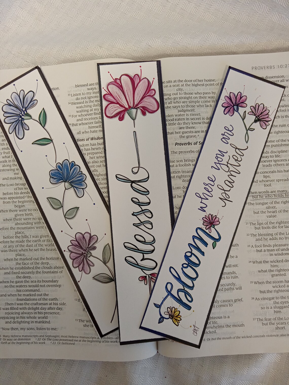Printable Flower Inspired Bookmarks - Calligraphy, Digital Download ...