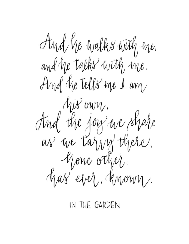 In the Garden, Song, Hymn, Printable, Digital, Scripture, Bible ...