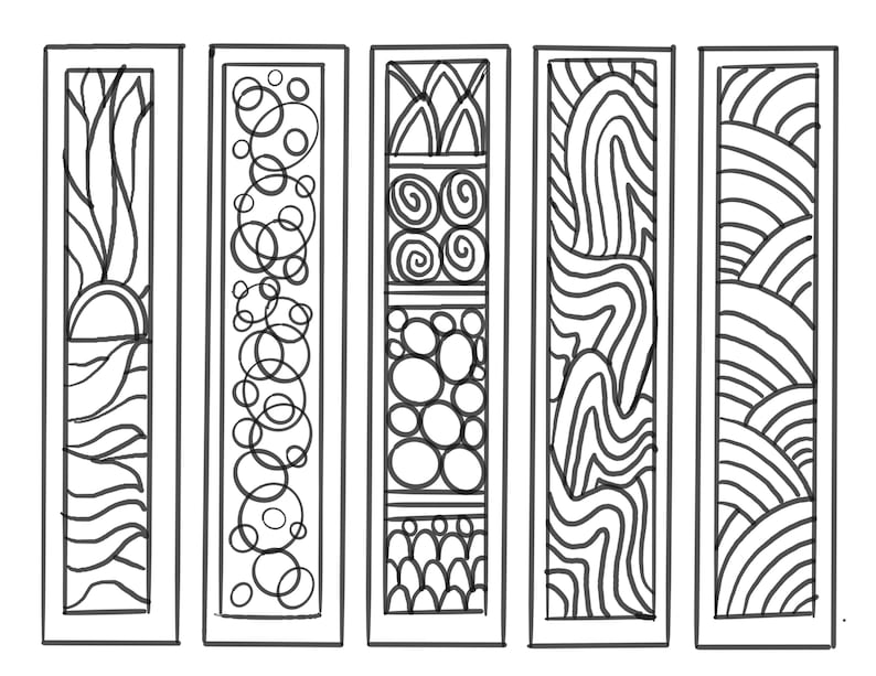 Printable Kids Coloring Bookmarks Using Various Shapes and Designs ...