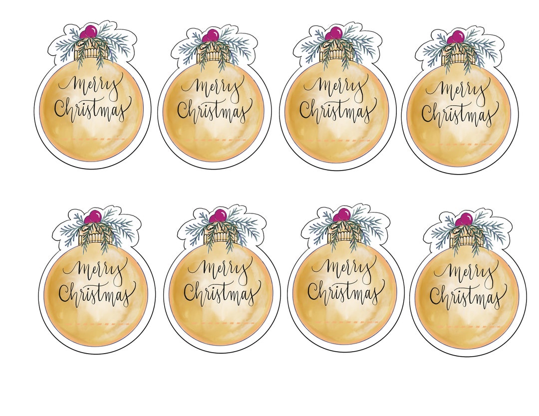 Printable Christmas Tags Gold Ornaments Space to Write - Etsy