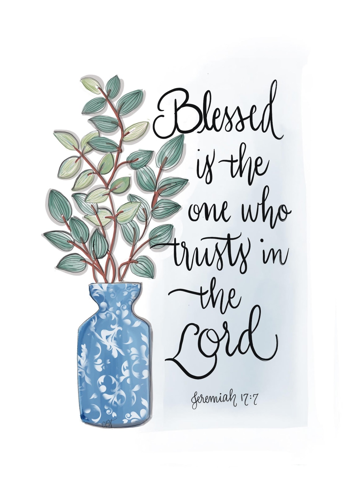Blessed is the One Who Trusts in the Lord, Jeremiah 17:7 Watercolor ...