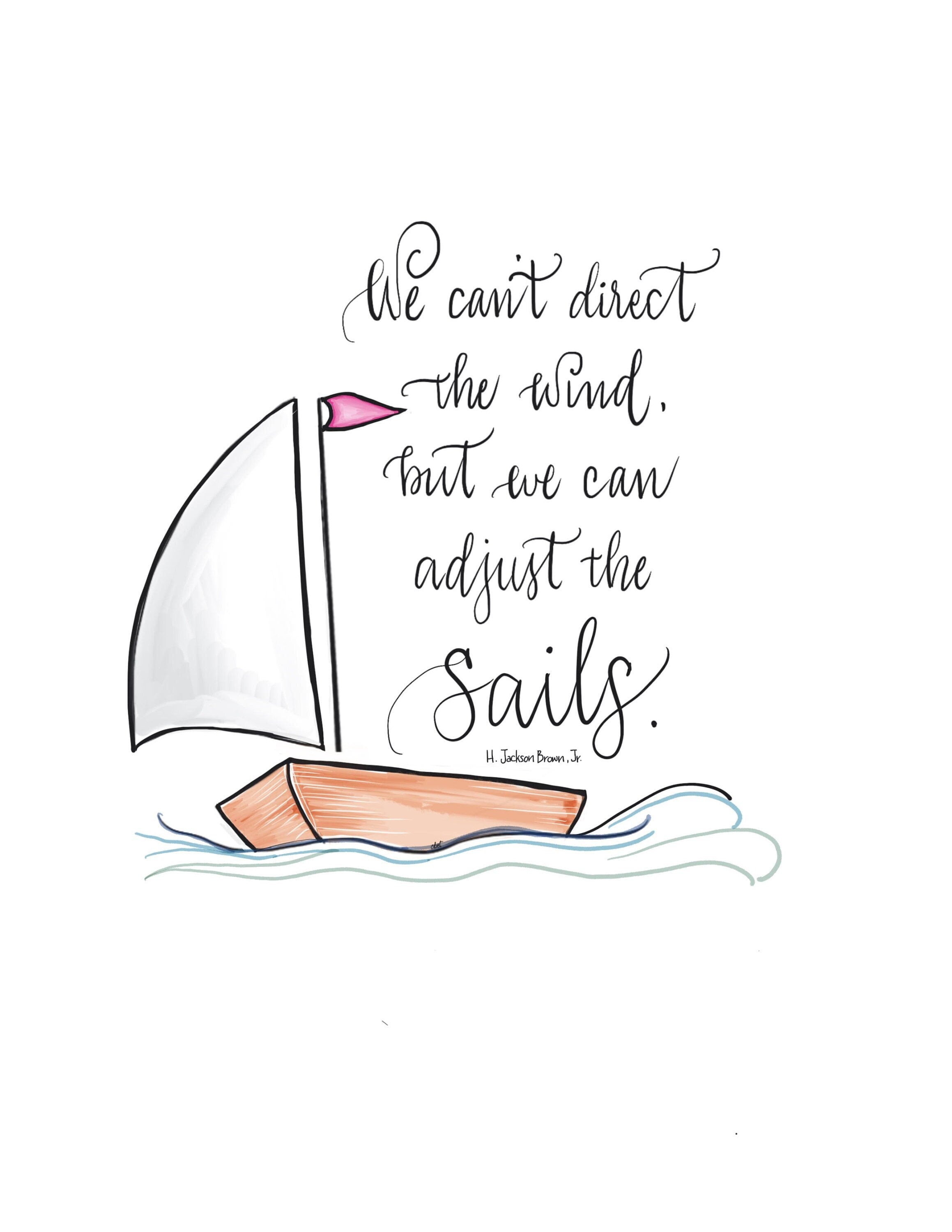 Adjust Your Sail Calligraphy Nautical Quote, Inspirational, Digital ...