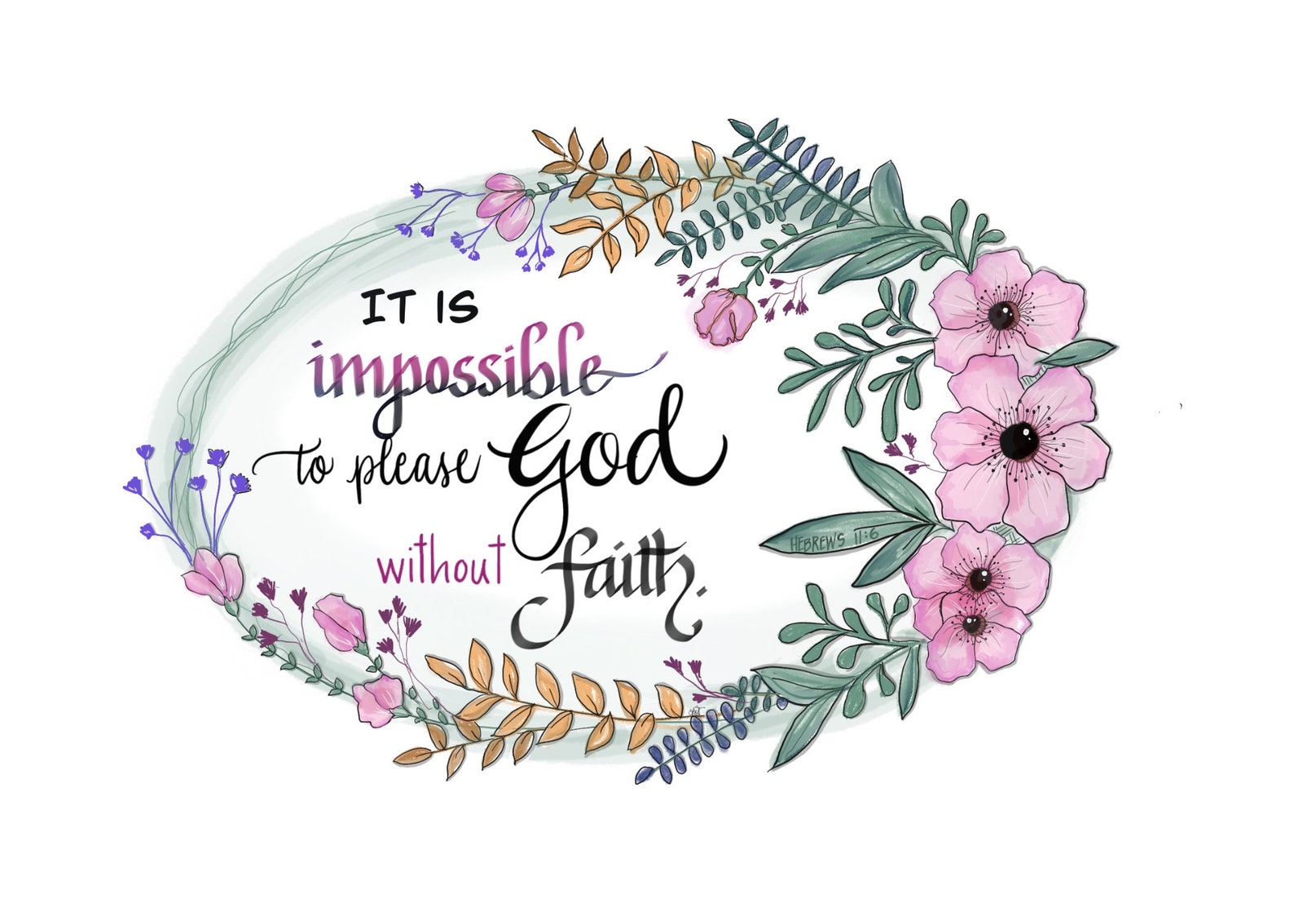 Printable Digital Floral Printable Scripture - It is Impossible to ...