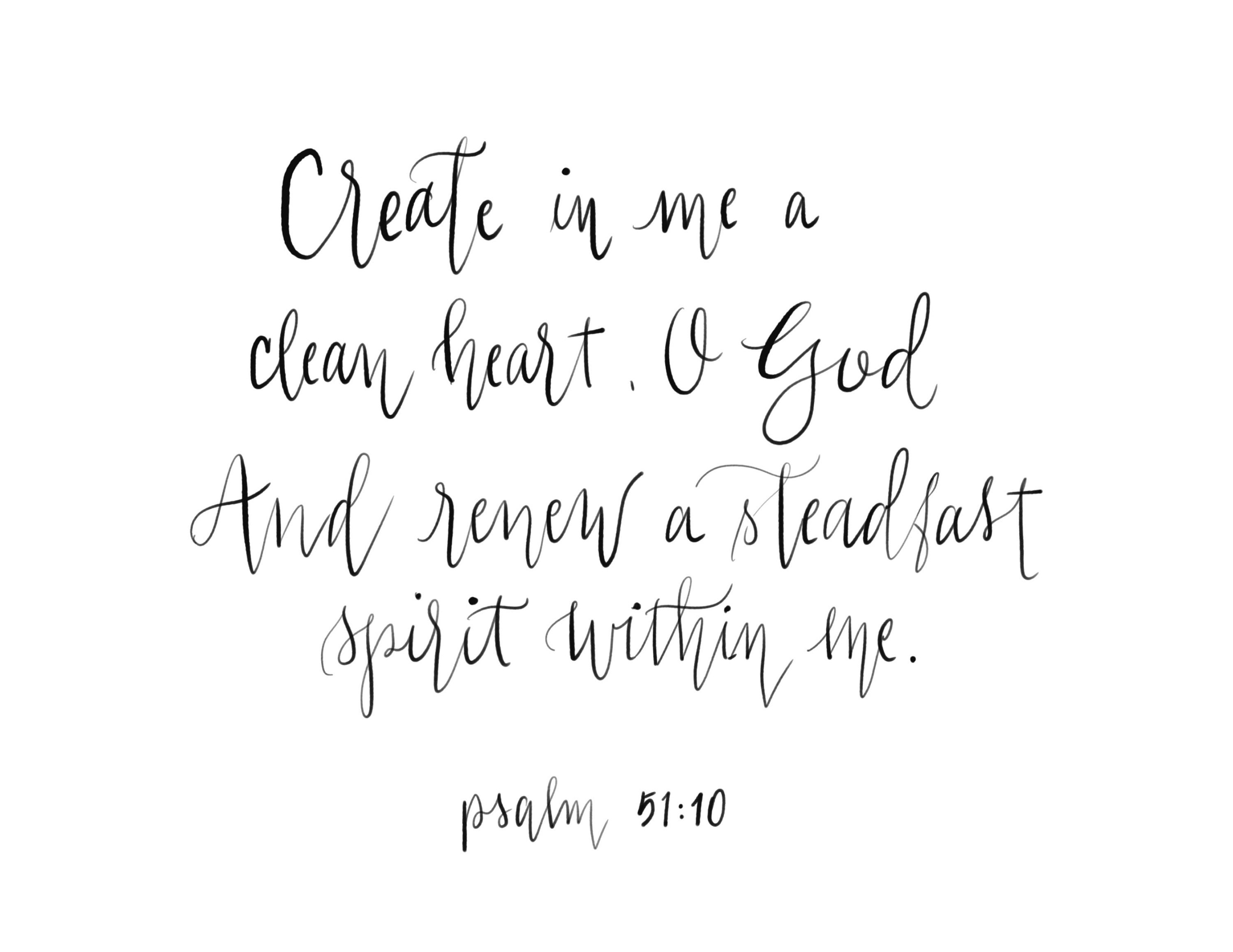 Create in Me a Pure Heart, Psalm 51:10, Printable Scripture, Minimalist ...