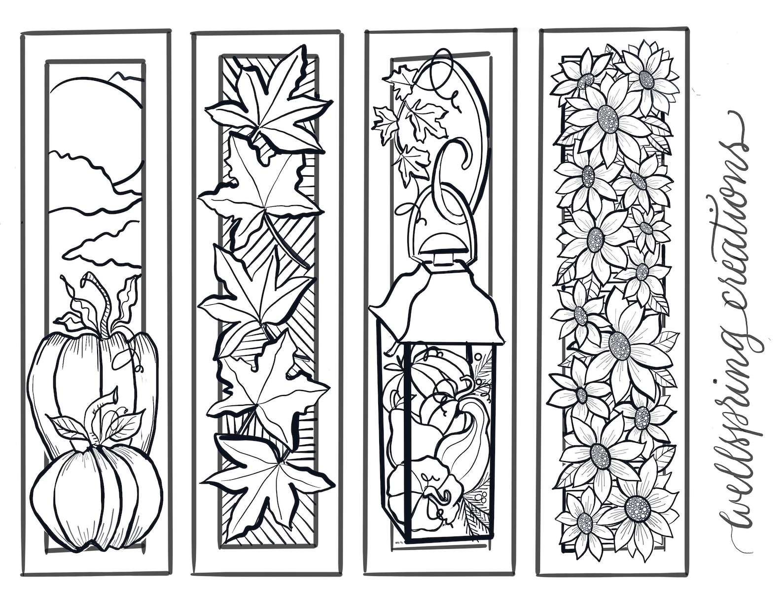 Printable Fall / October Coloring Bookmarks for Everyone, Digital ...