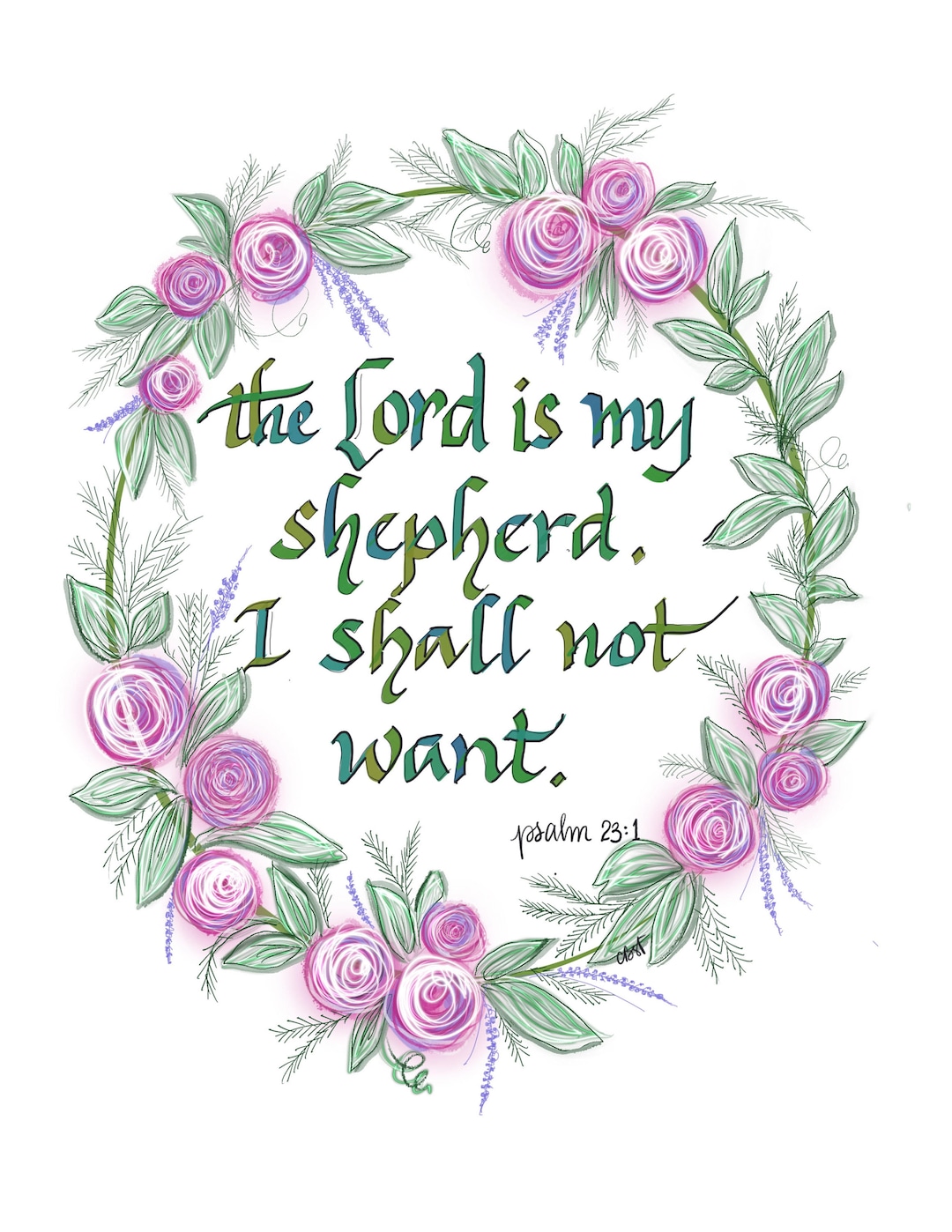 The Lord is My Shepherd, Psalm 23:1, Scripture Calligraphy, Instant ...