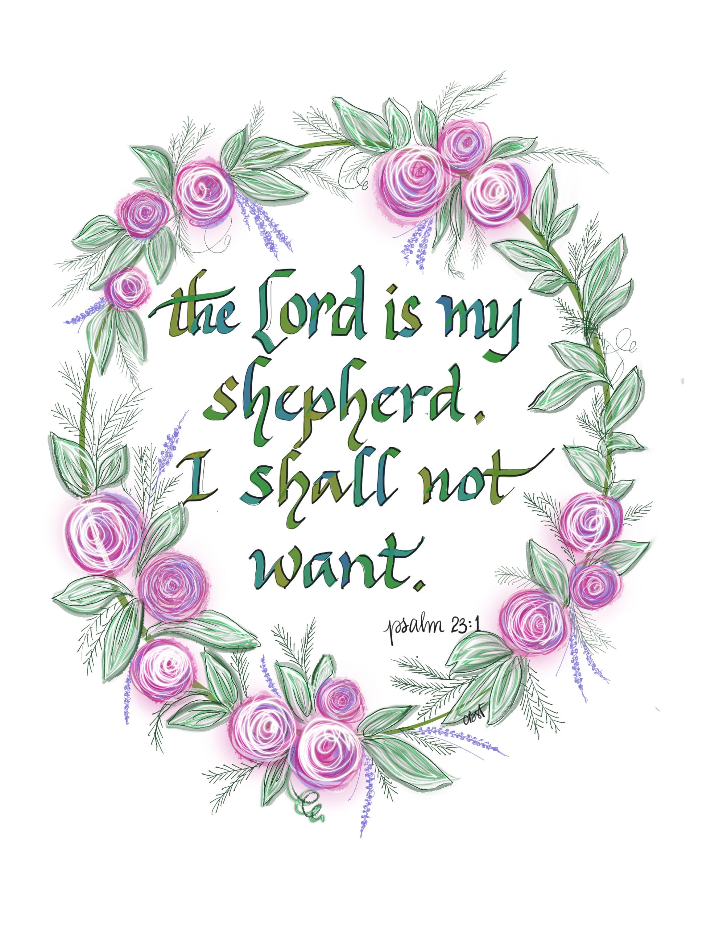 The Lord is My Shepherd, Psalm 23:1, Scripture Calligraphy, Instant ...