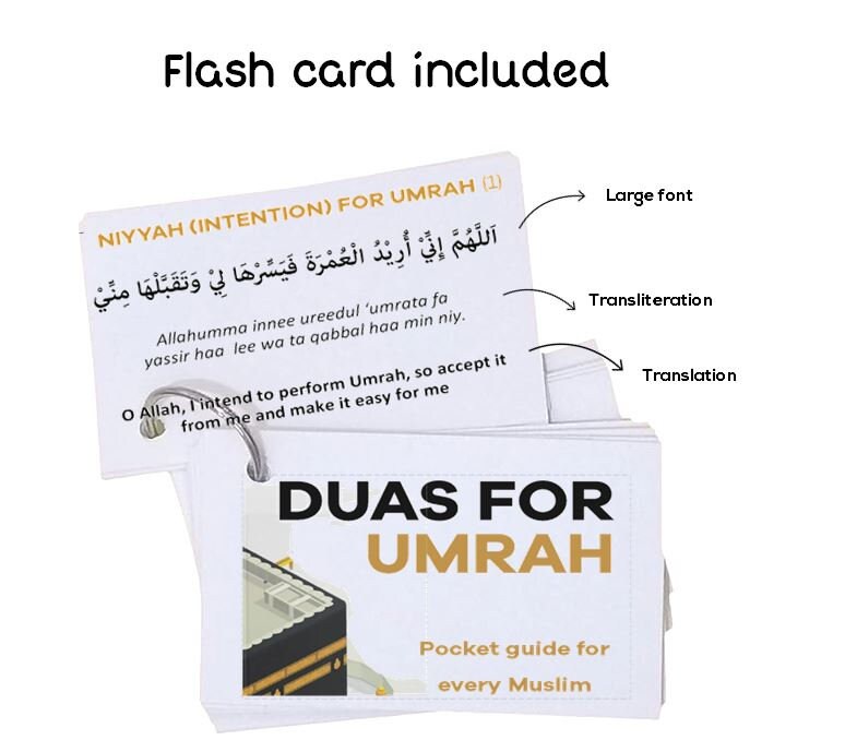 8 ITEMS UMRAH PACK Dua Book Flash Cards & Tawaf Tasbih Umrah Guide Dua ...