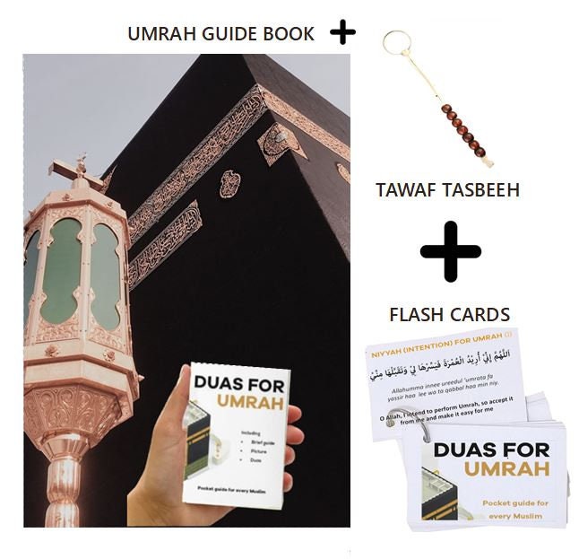 8 ITEMS UMRAH PACK Dua Book Flash Cards & Tawaf Tasbih Umrah Guide Dua ...