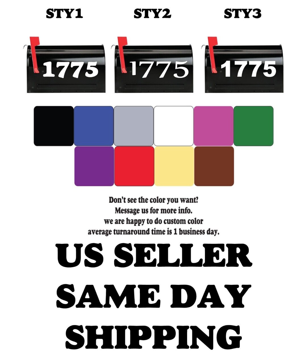 SET OF 2 Custom Mailbox Numbers Vinyl Decals Stickers Choose Size Color ...