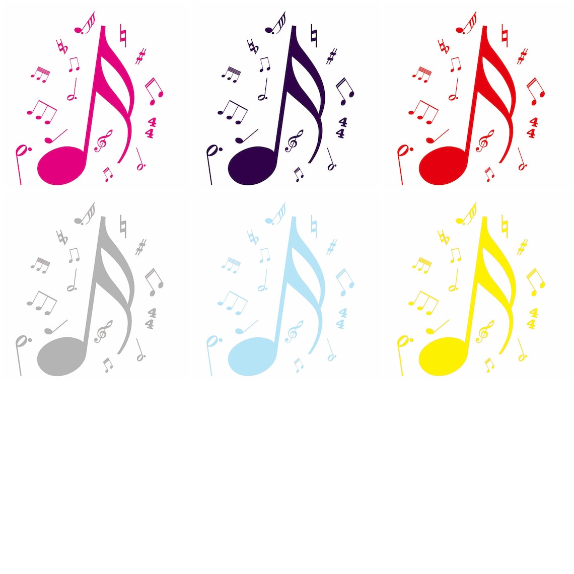 MN06 Croche musique Note DIY autocollant maison décoration murale Art ...