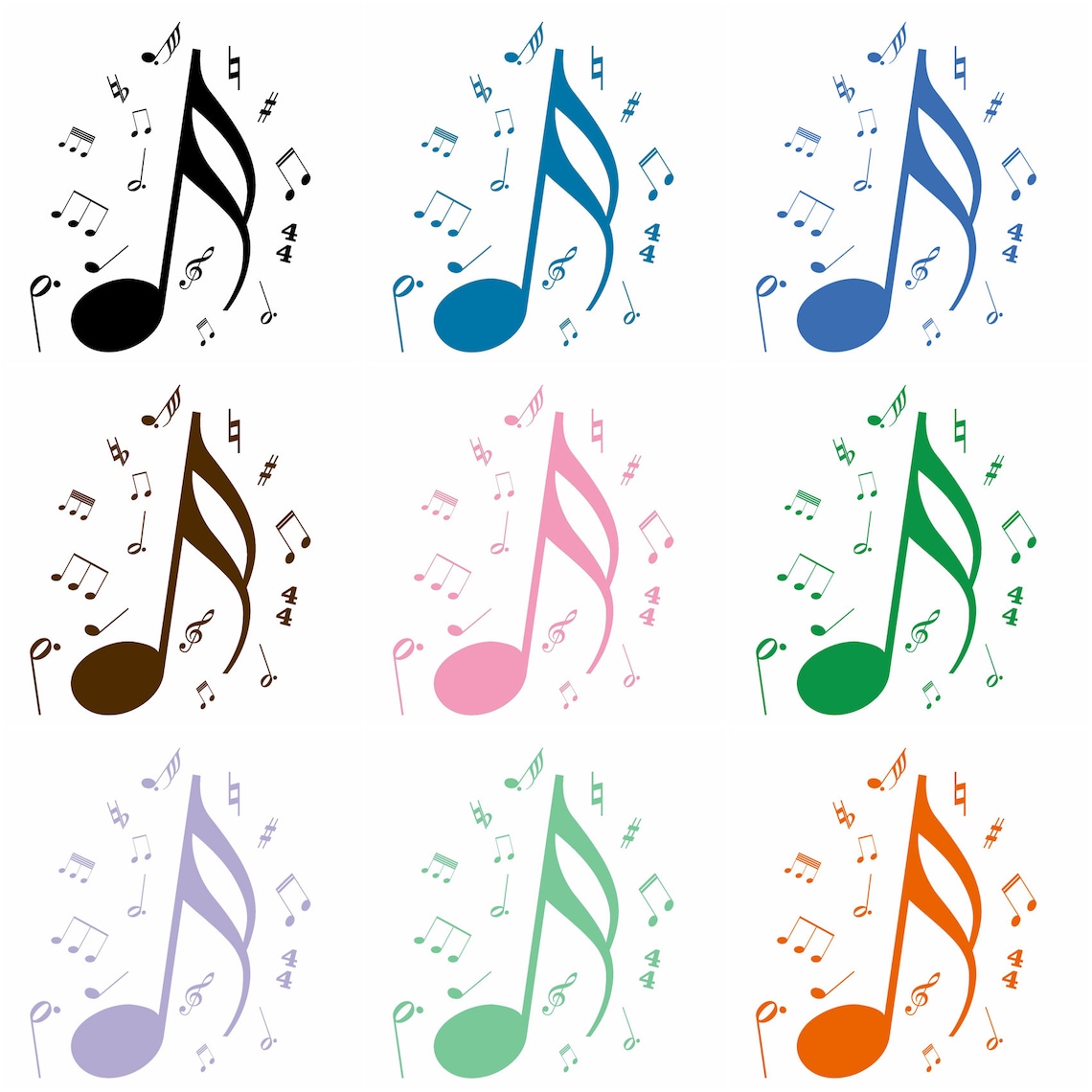 MN06 Croche musique Note DIY autocollant maison décoration murale Art ...