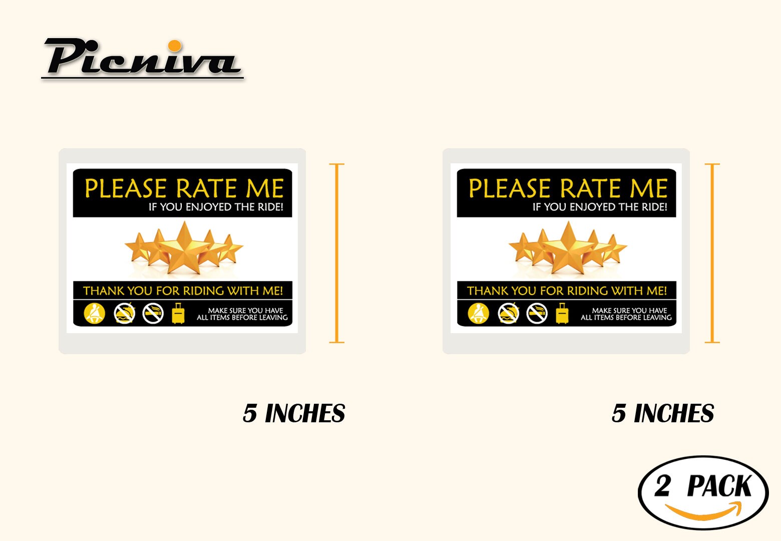Picniva 2pack 5 Please Rate Me 5 Stars Uber Lyft Taxi - Etsy UK