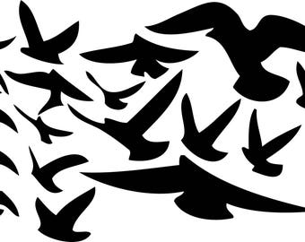 Watercolor Flock of Birds Wall Sticker Decal Kids Wall Stickers ...