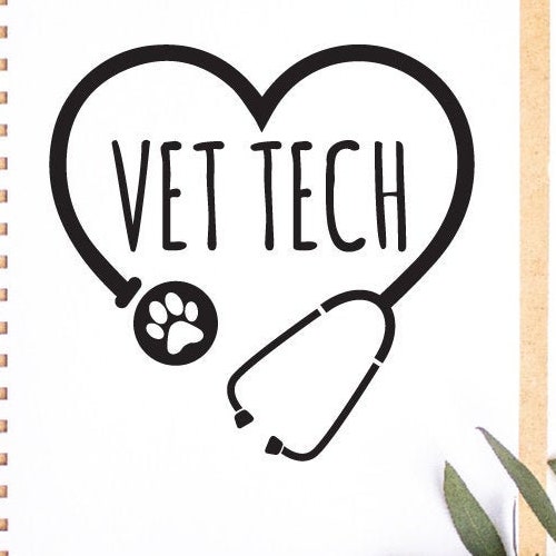 Vet Tech SVG Veterinary Technician Paw Print Stethoscope | Etsy